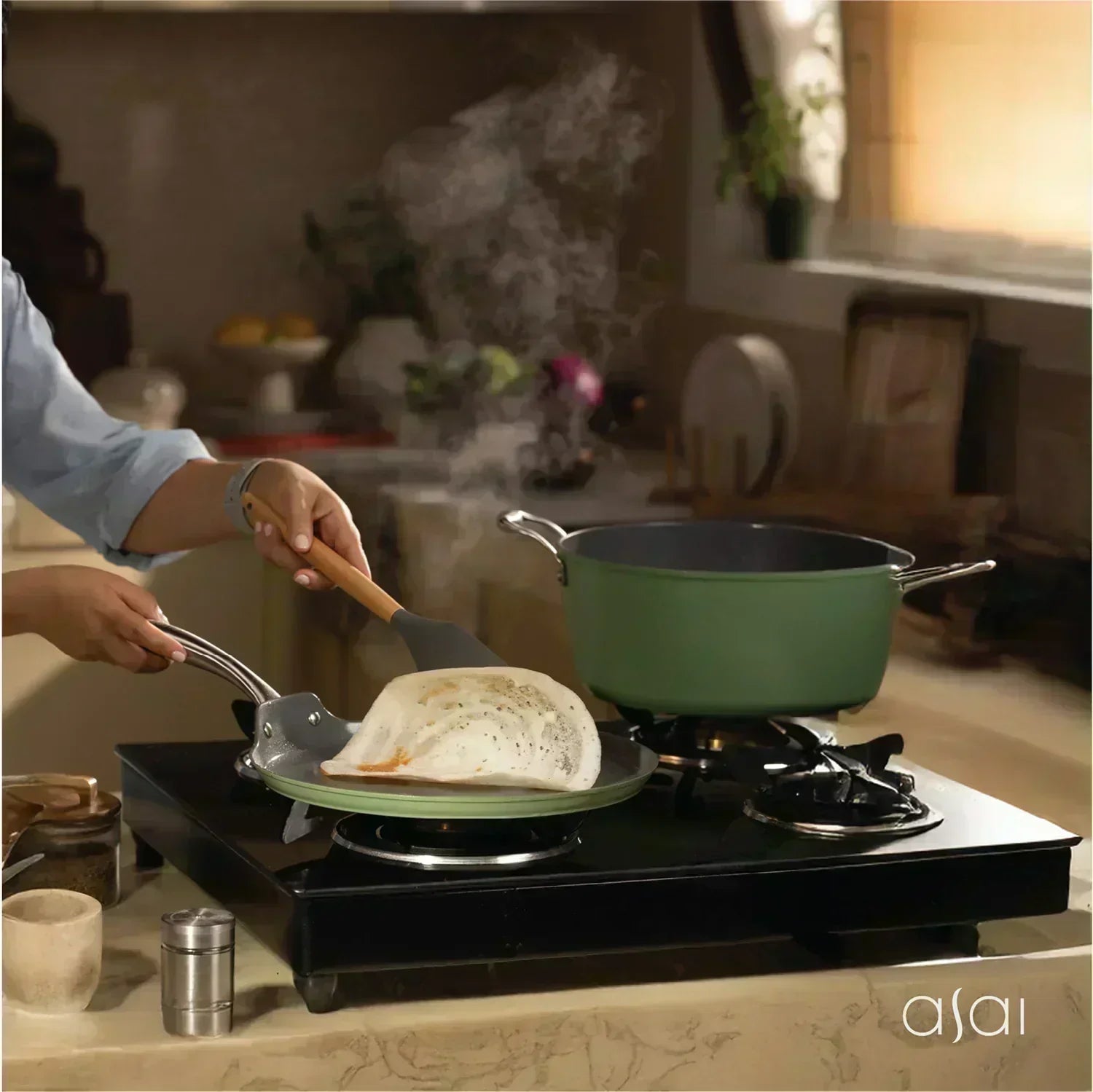 How to make Crispy Dosas in Ceramic Pans with Less Oil